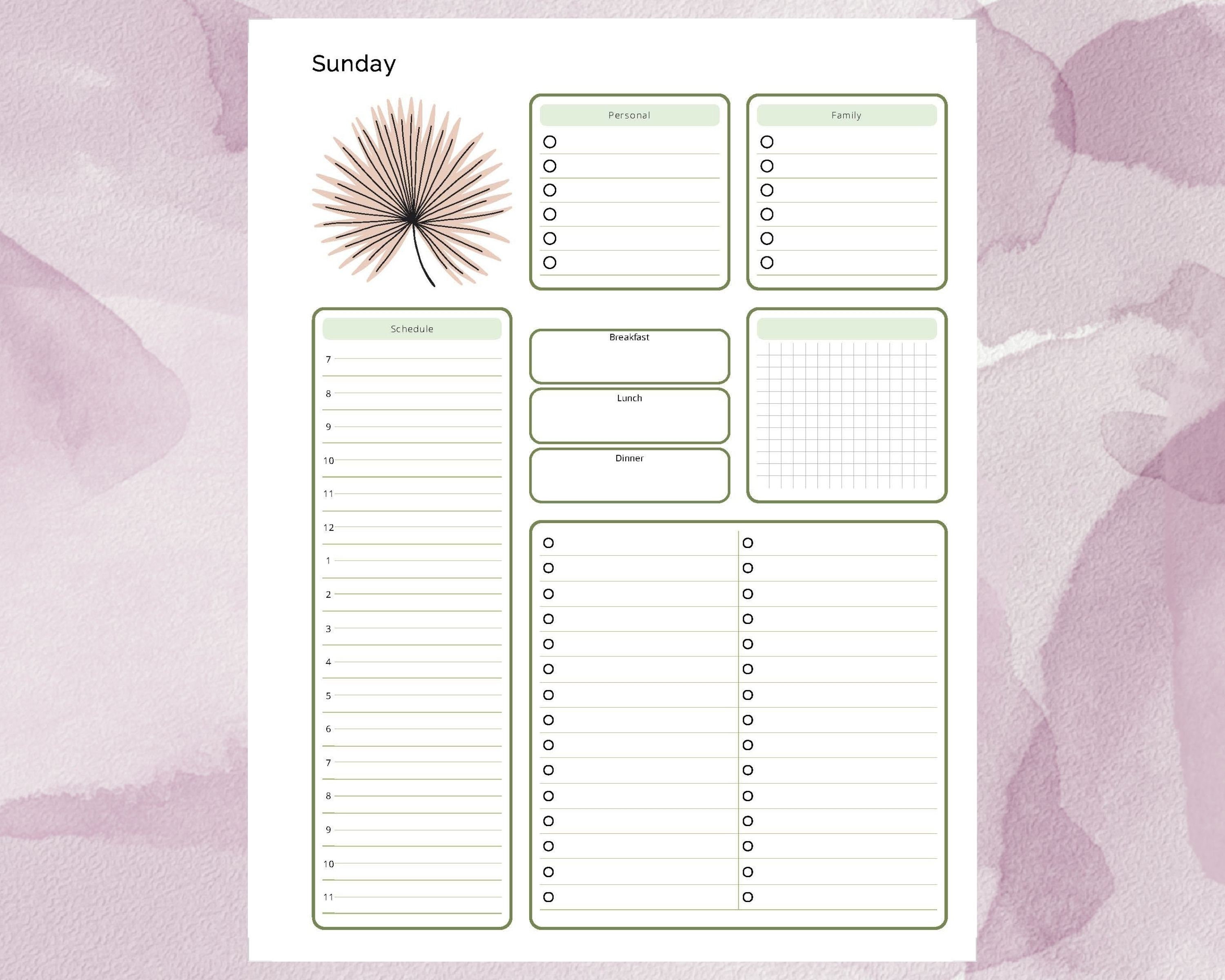 Plant Daily Planner, Monday to Sunday Planner, Daily Planner, Undated ...
