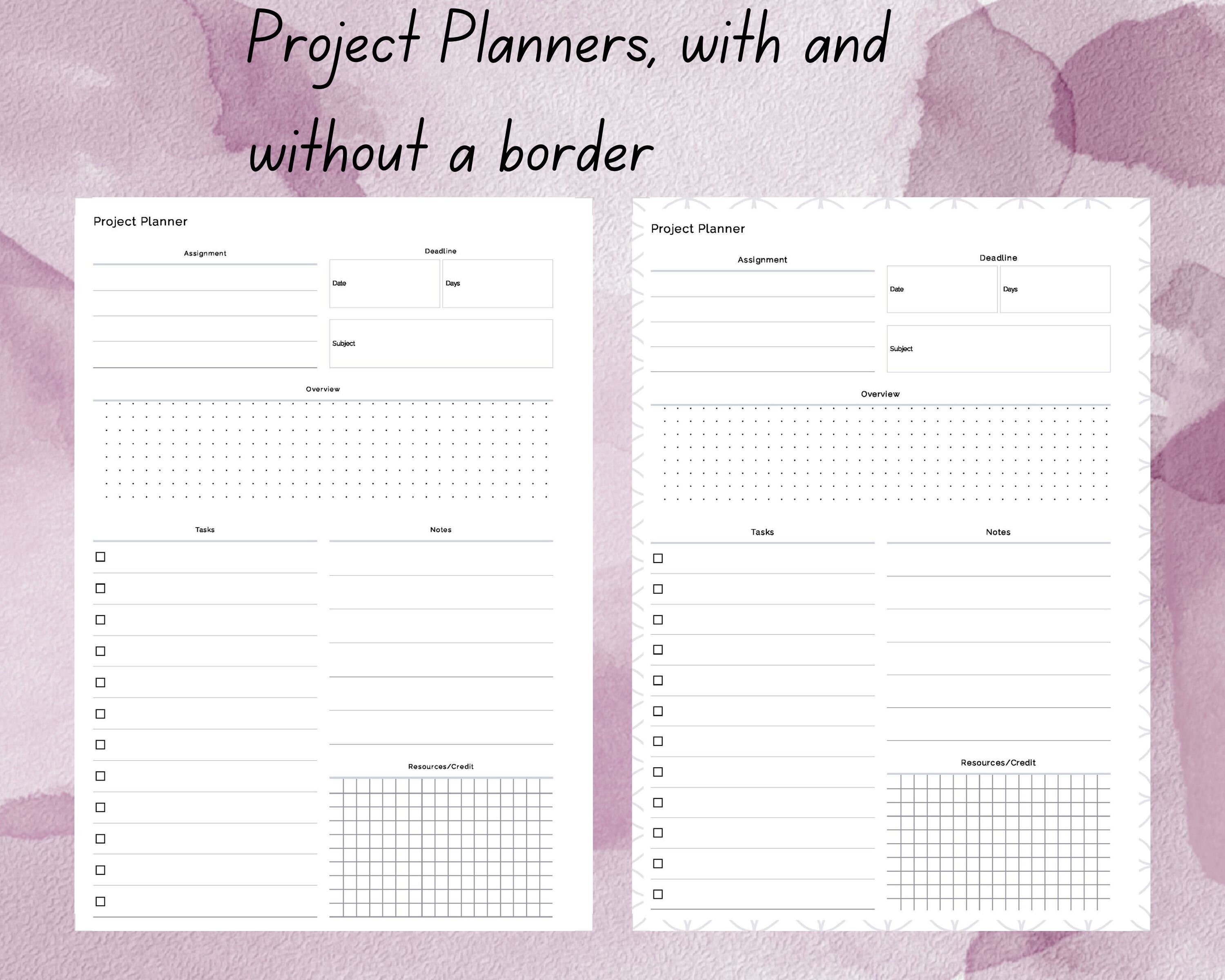 Project Planner, Printable Project Bundle , Productivity Planner, Task ...
