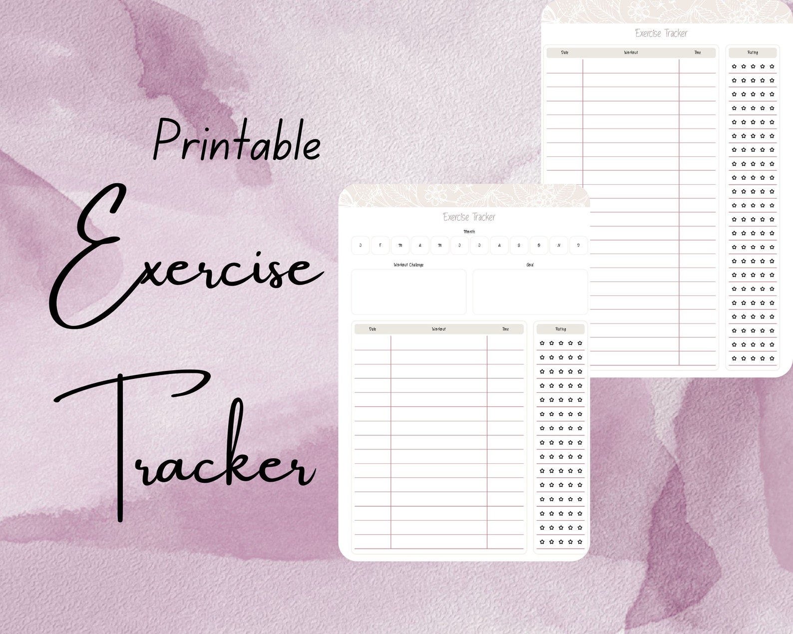 Workout Tracker Printable, Exercise Planner, Fitness Journal ...