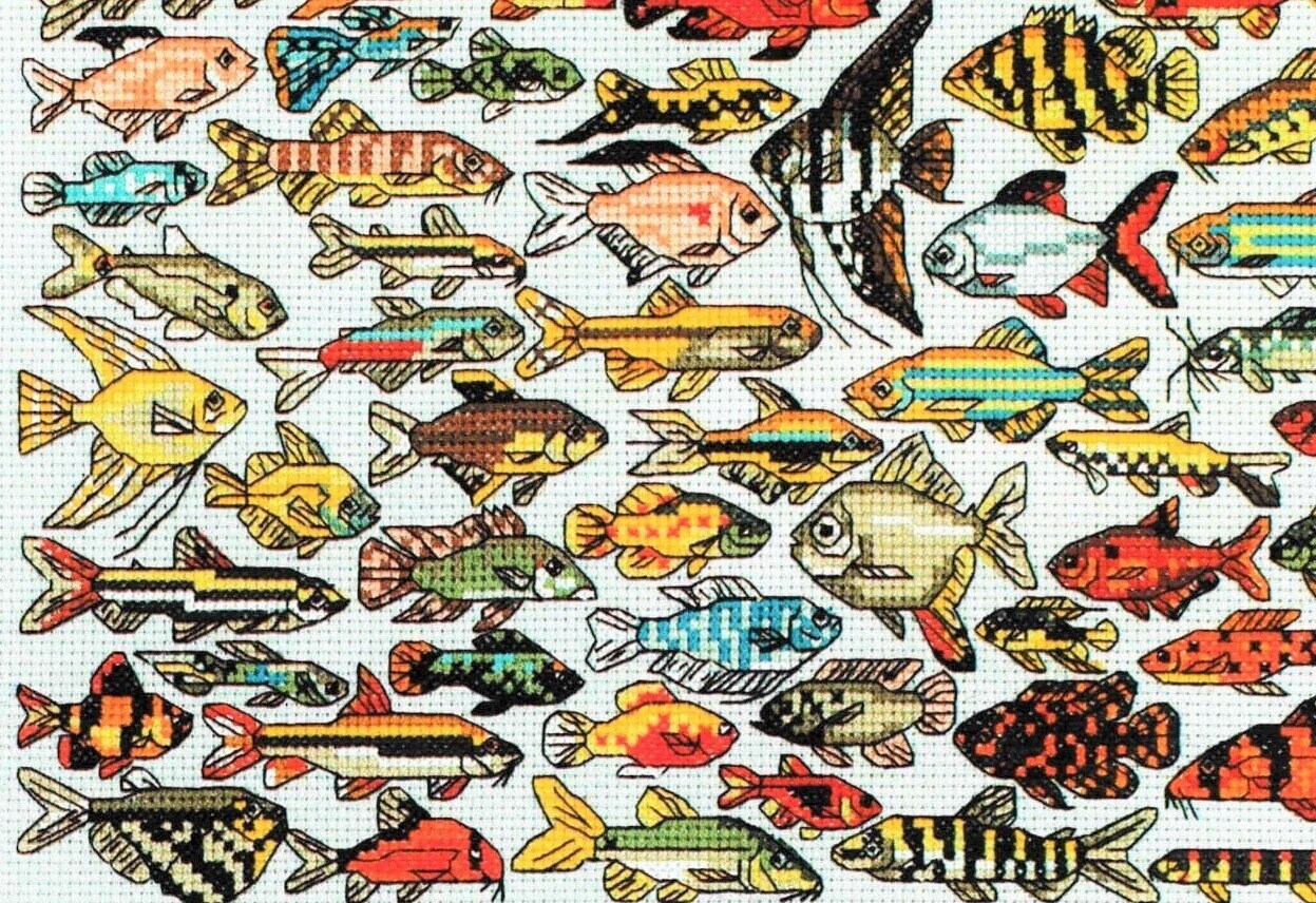 Vintage Cross Stitch Pattern Mini Aquarium Fish Motifs PDF - Etsy