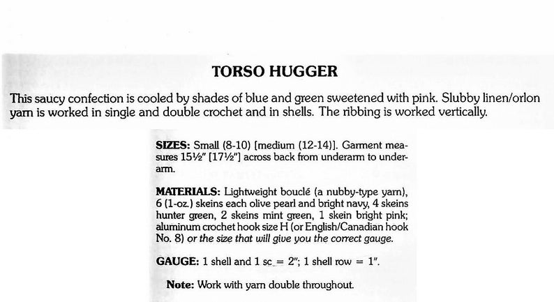 Vintage Crochet Pattern Womens Pretty Torso Hugger Cap Sleeved - Etsy