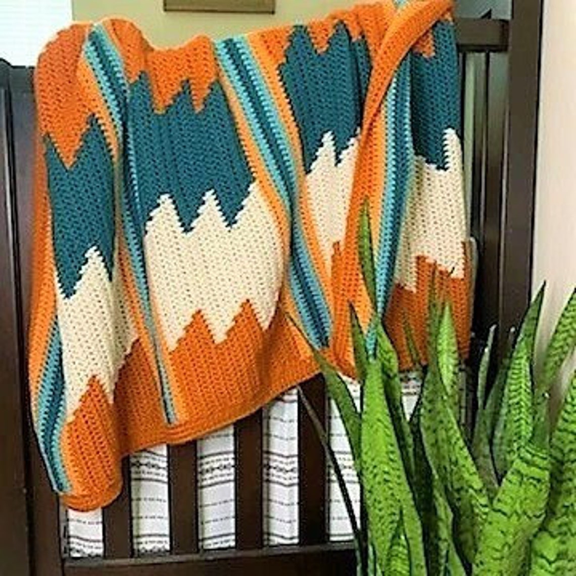 Vintage Crochet Afghan Pattern Southwestern Desert Sunset Blanket ...