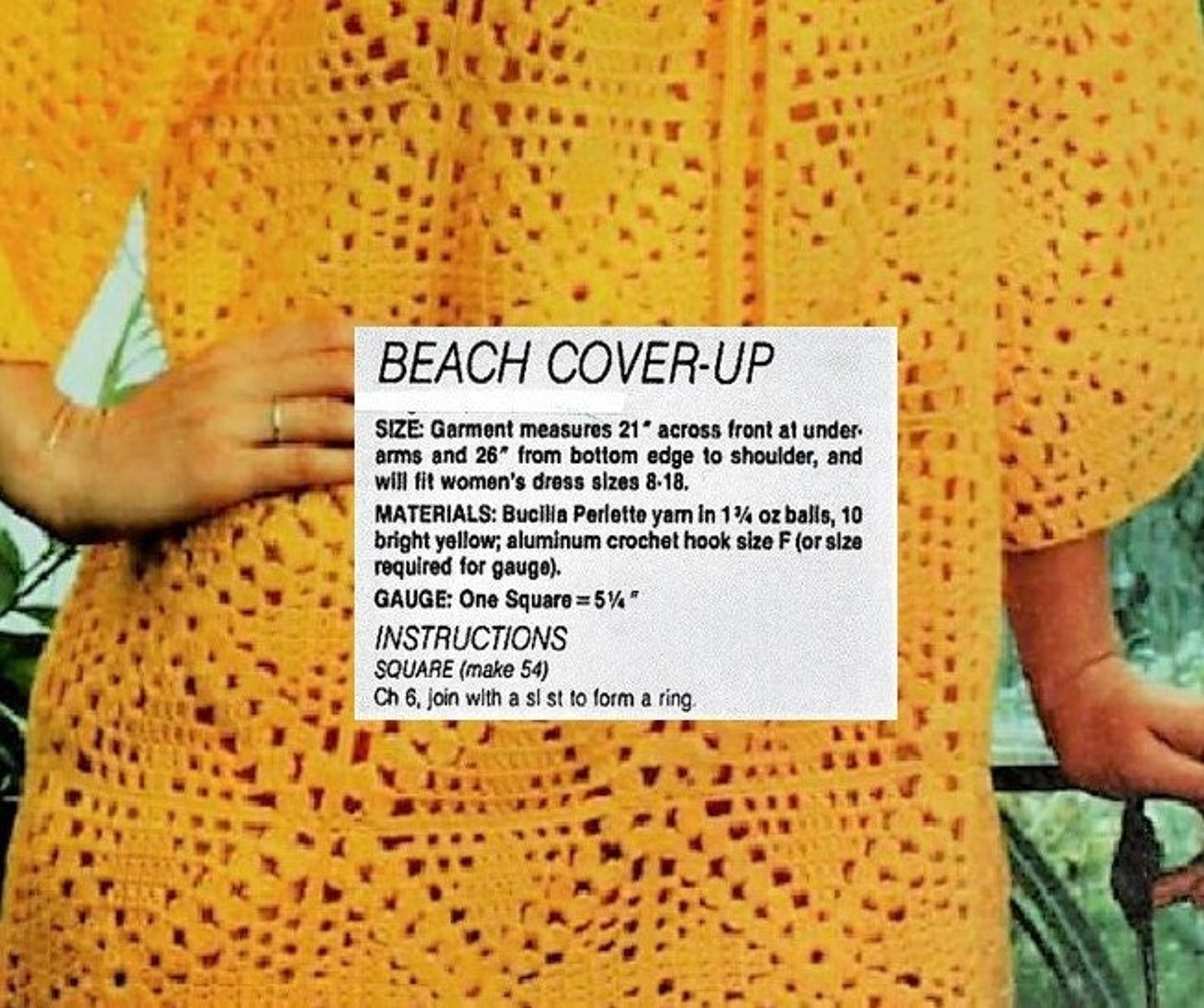 Vintage Crochet Pattern Womens Lacy Beach Cover up PDF Instant - Etsy Canada