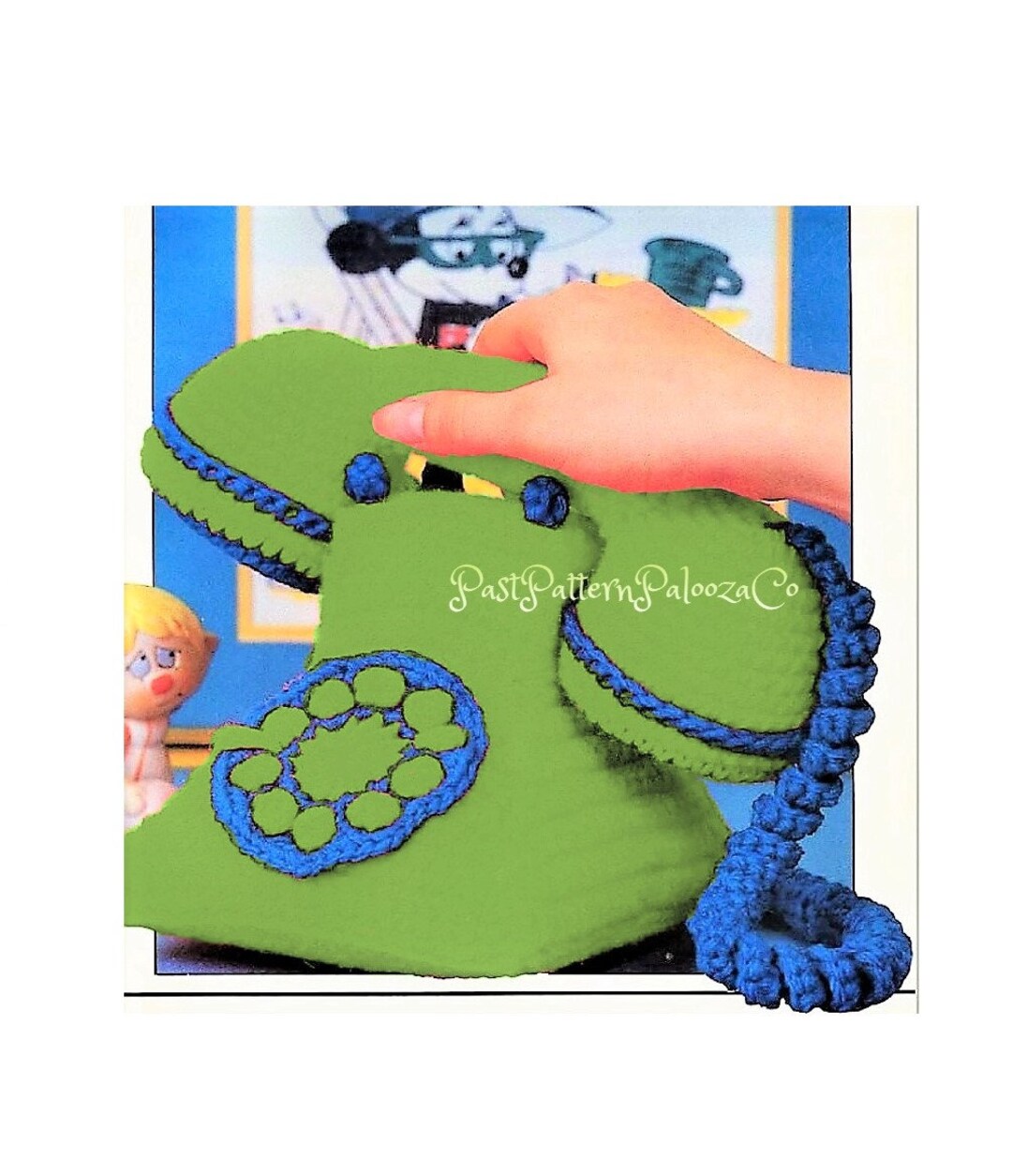 Vintage Crochet Pattern Rotary Dial Phone Old Fashioned Telephone ...