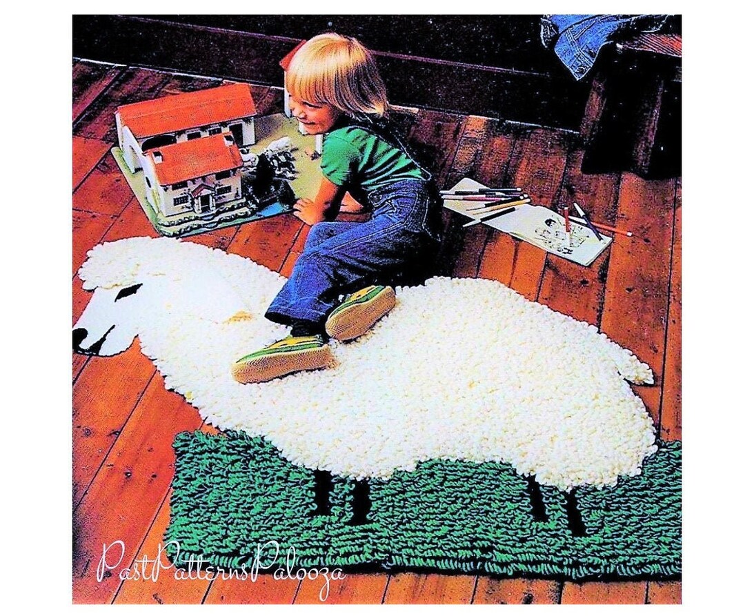Vintage Crochet Pattern Loopy Sheep Rug PDF Instant Digital - Etsy