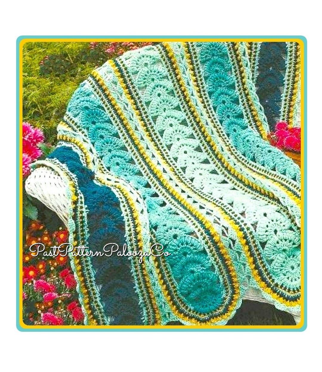 Vintage Crochet Pattern Ocean Shells Fan Panel Afghan PDF Instant ...