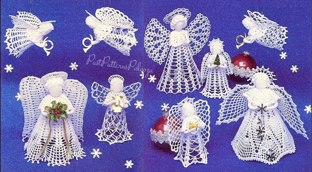 Vintage Crochet Patterns Thread Lace Christmas Angels Ornaments PDF ...