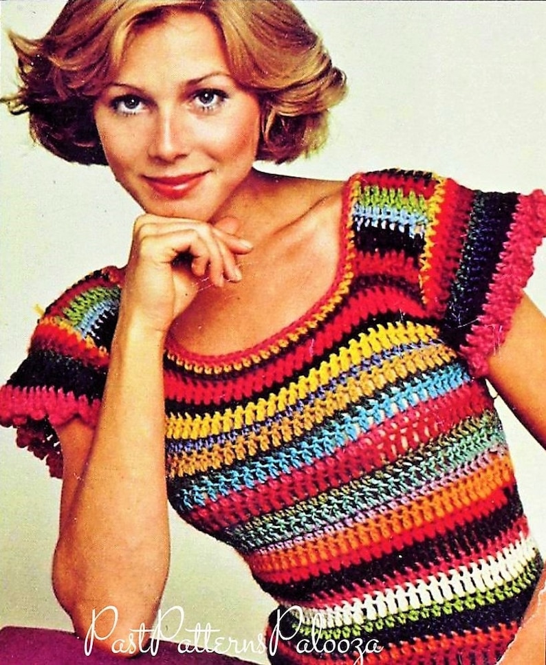 Vintage Crochet Pattern Womens Ruffle Cap Sleeved Short - Etsy