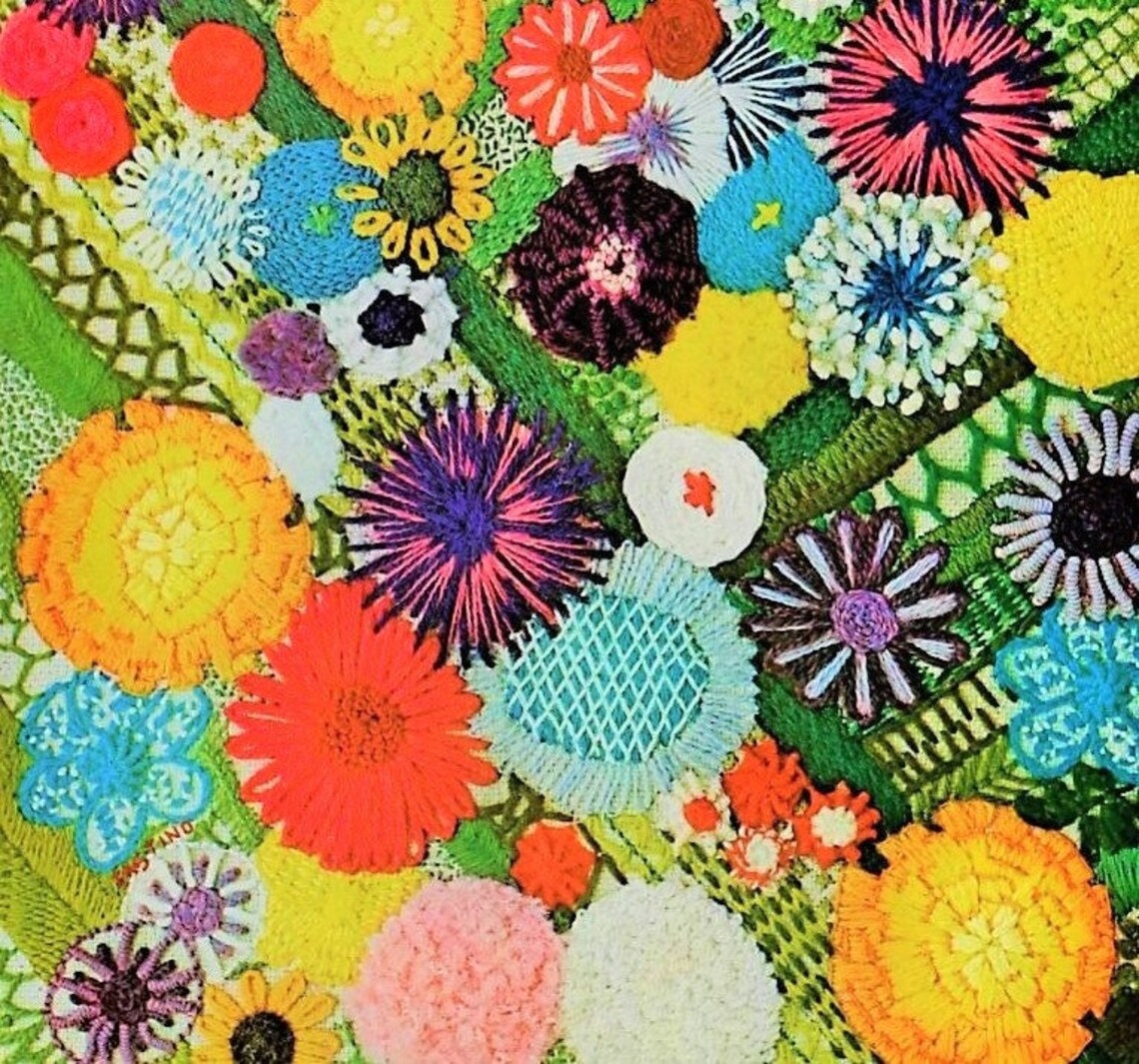 Vintage Crewel Embroidery Pattern Beautiful Flower Garden - Etsy