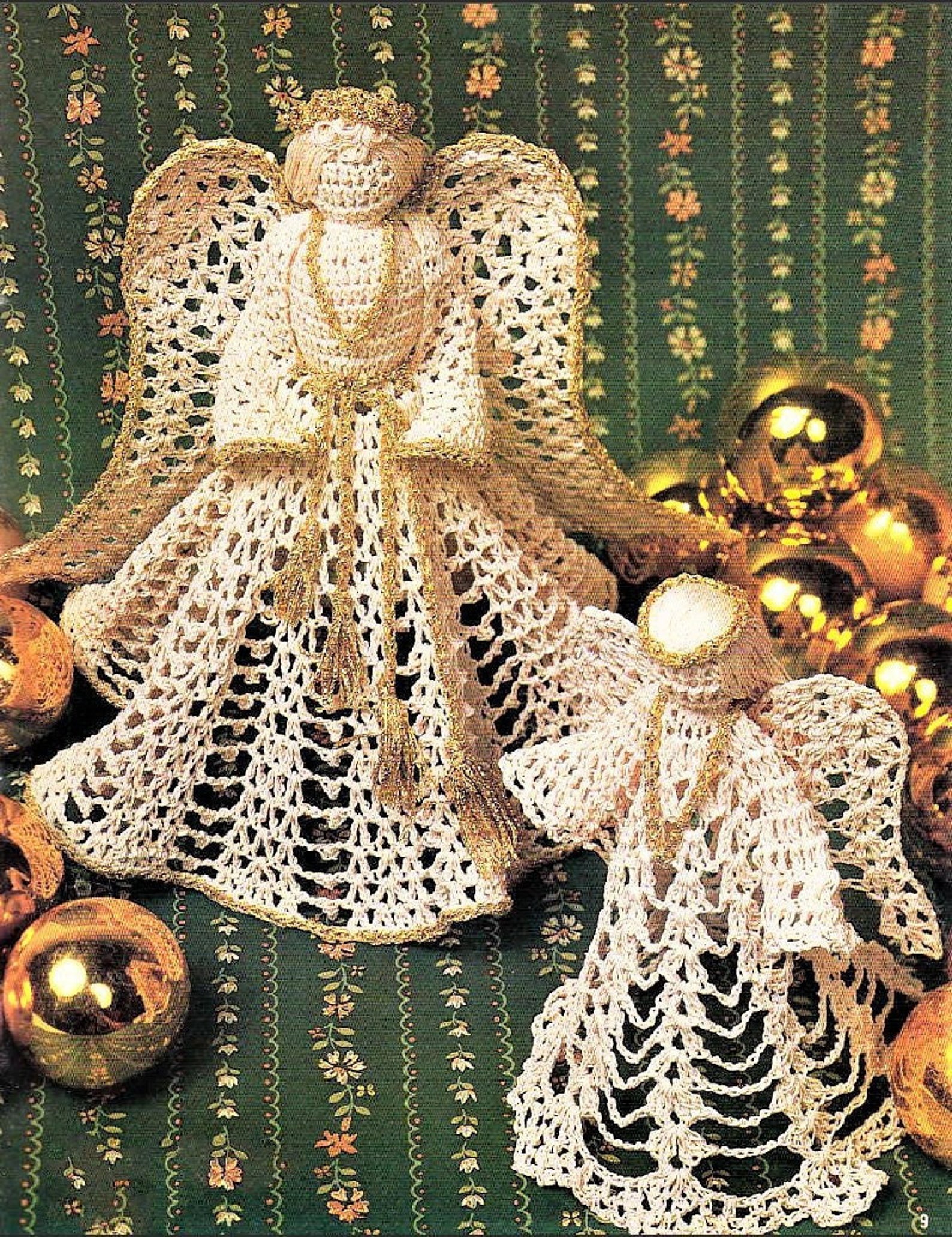 Vintage Crochet Pattern 6-9" Victorian Lace Christmas Angel Figures ...