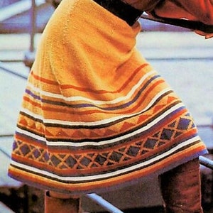 Vintage Knitting Pattern Womens Stripes Diamonds Triangles Aztec Skirt ...