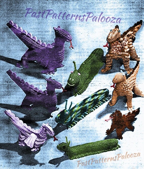 Vintage Crochet Pattern Large 12-27 Dragons Centipedes - Etsy