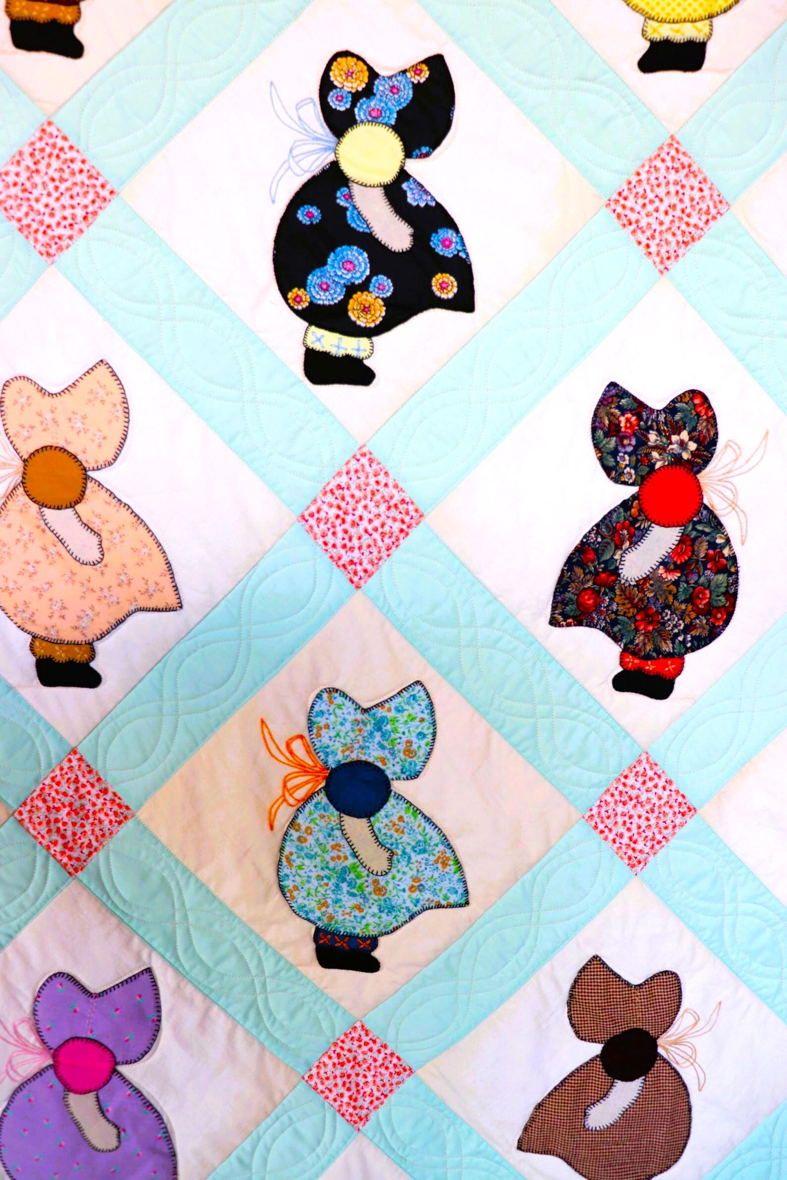 Vintage Sewing Pattern Sunbonnet Sue Windblown Girl Bed Quilt PDF ...