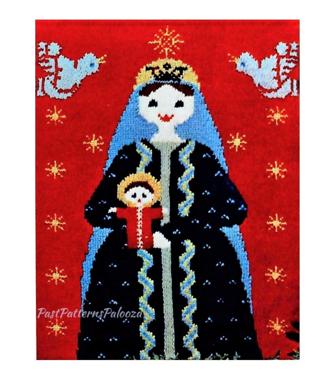 Vintage Knitting Pattern 23" Madonna and Child Christmas Wall Hanging ...