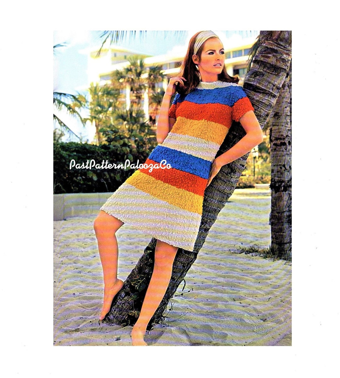 Vintage Knitting Pattern Womens Simple Skimmer Striped Summer Dress PDF ...