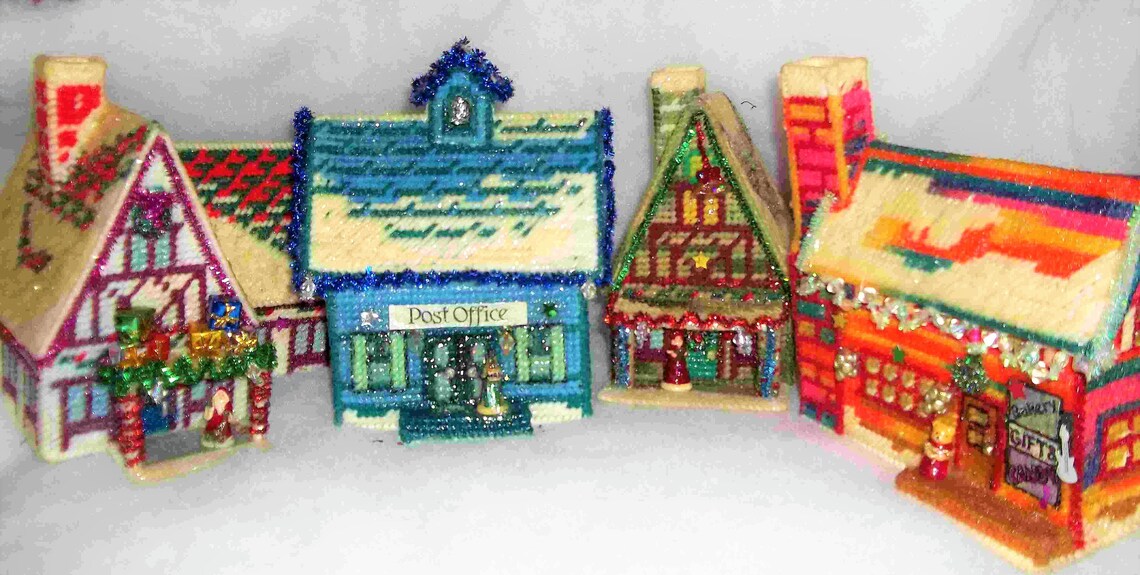 Vintage Plastic Canvas Pattern Santas Village Snowy Christmas - Etsy