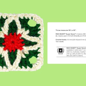 Vintage Crochet Pattern Granny Square Alpine Poinsettia Afghan PDF ...