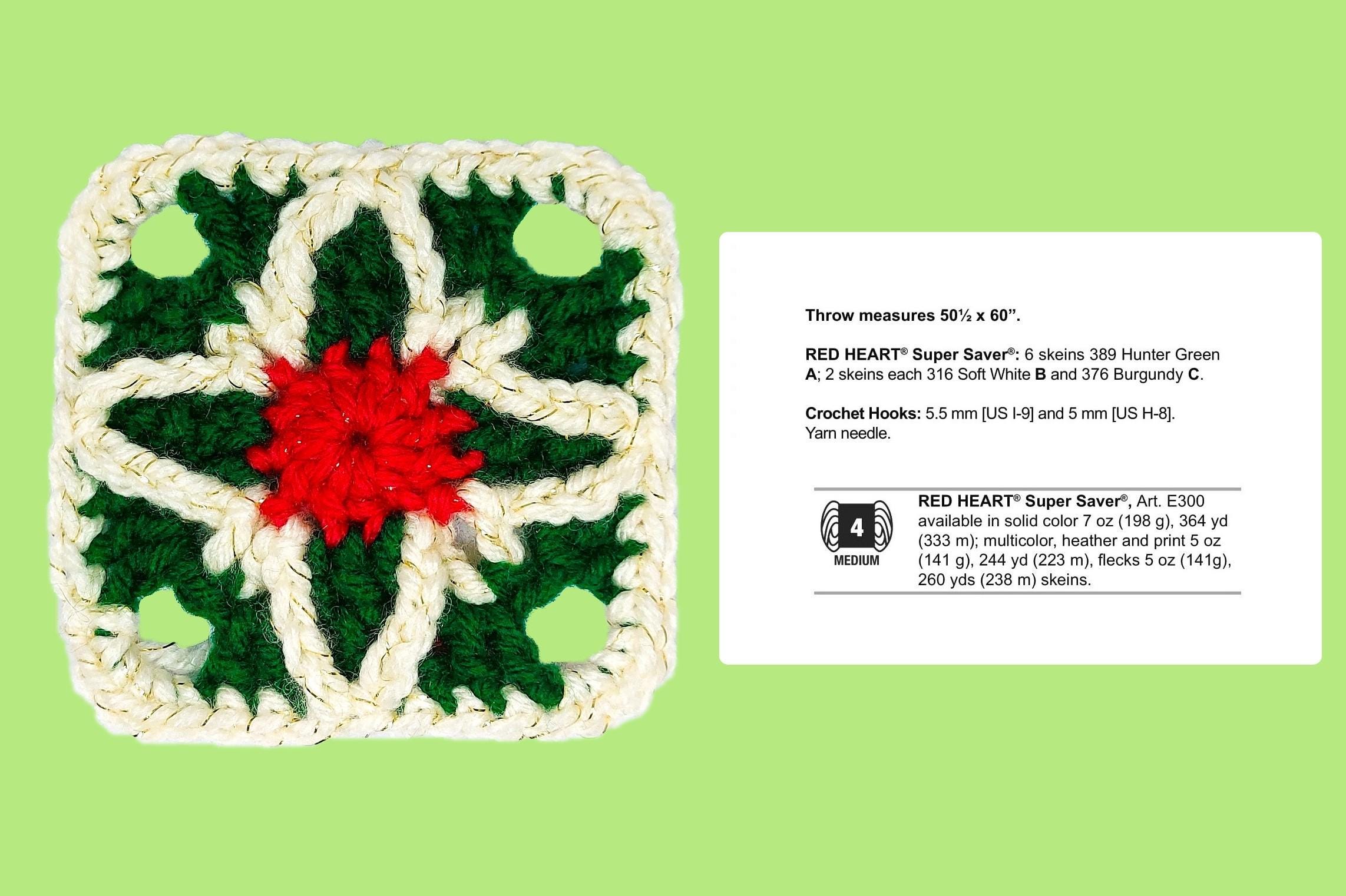 Vintage Crochet Pattern Granny Square Alpine Poinsettia Afghan PDF ...