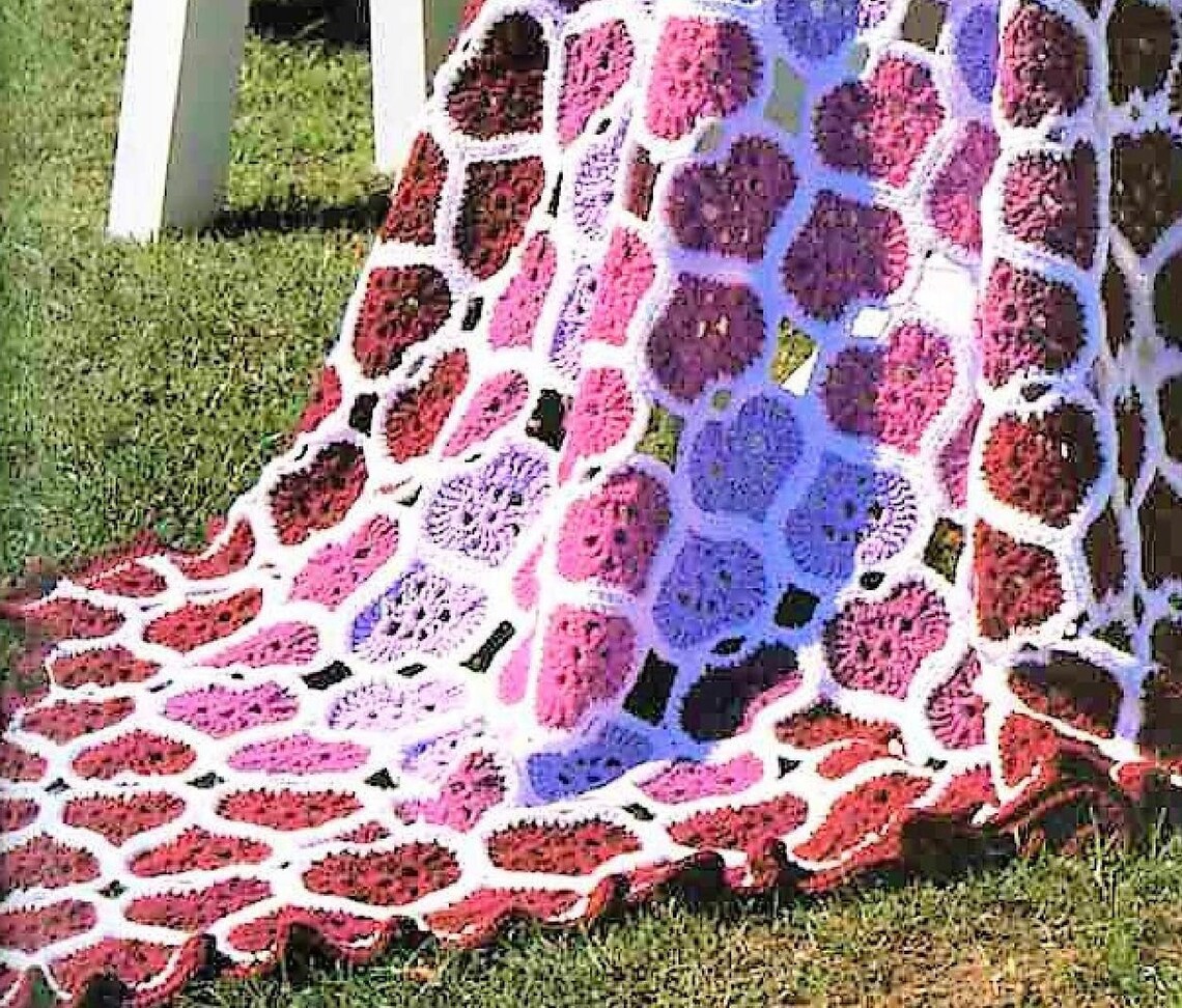 Vintage Crochet Pattern Interlocking Hearts Afghan PDF Instant - Etsy