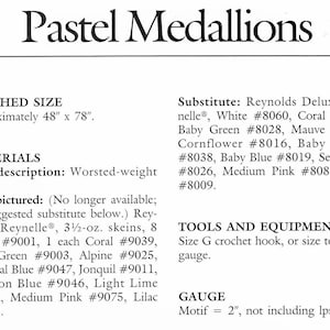 Vintage Crochet Pattern Mini Medallions Afghan PDF Instant Digital Download Mosaic Pastel Granny ...