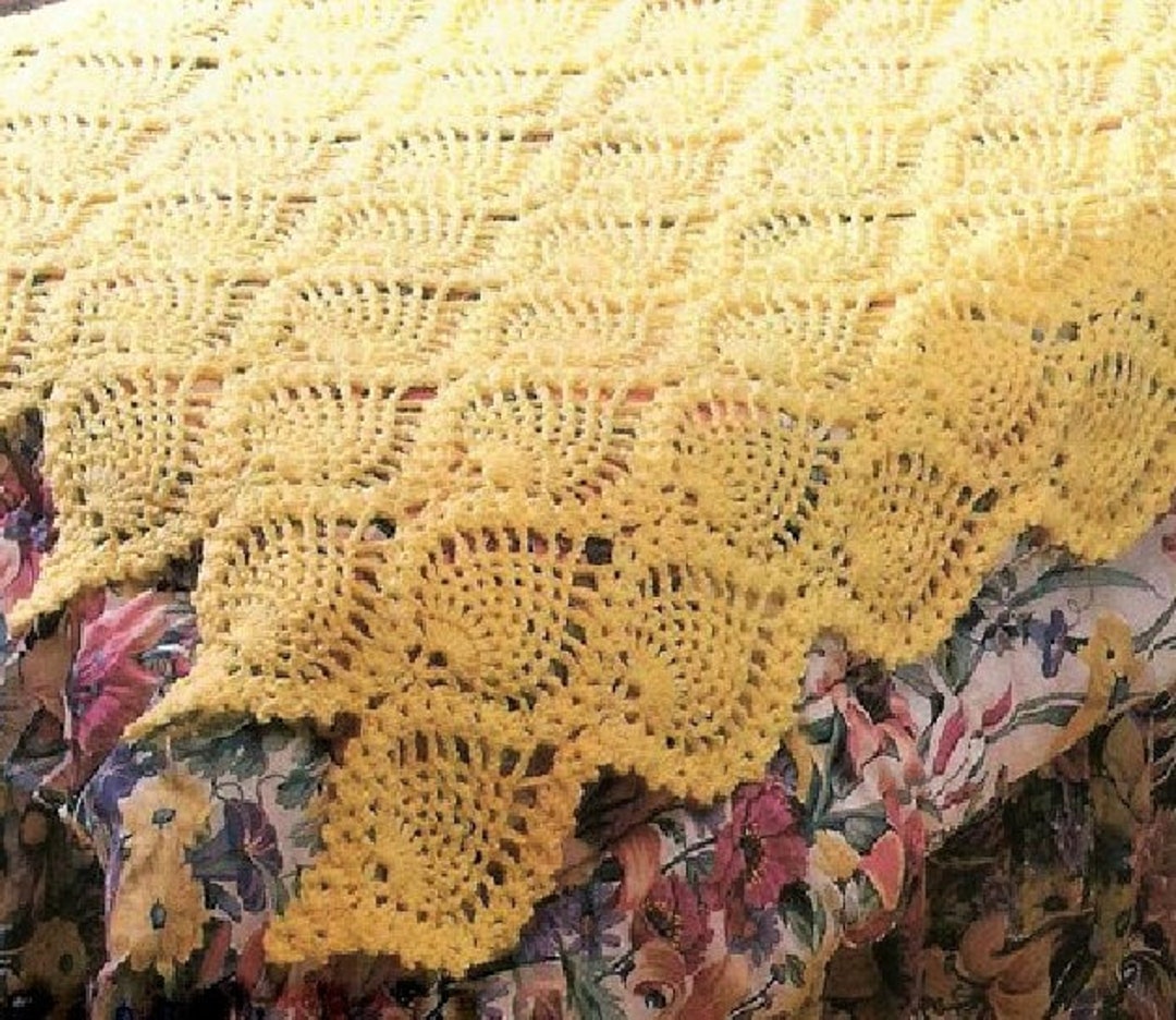 Vintage Crochet Afghan Pattern Pineapple Throw Bedspread PDF Instant ...