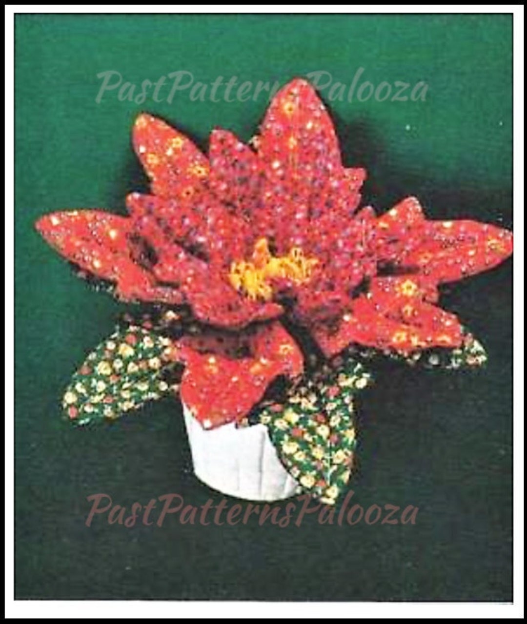 Vintage Sewing Pattern Christmas Calico Fabric Poinsettia Flower Plant ...