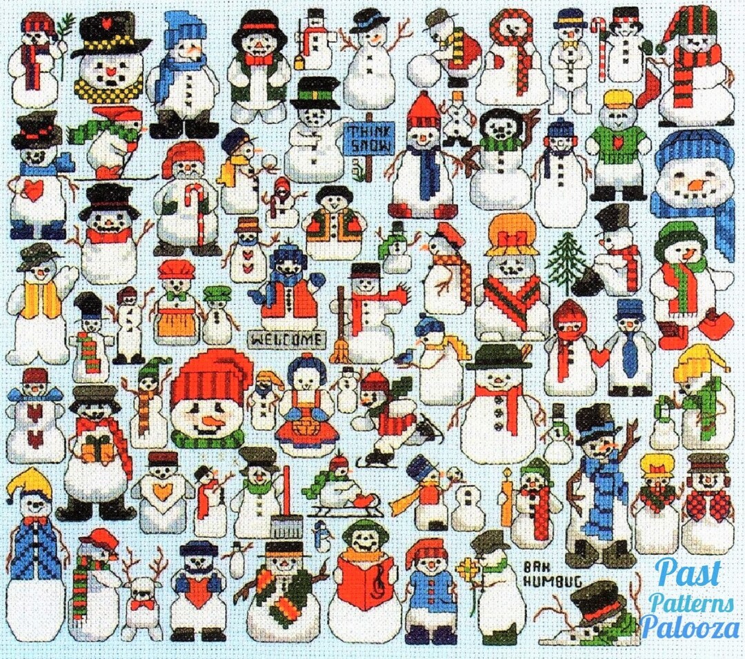 Vintage Cross Stitch Patterns Mini Snowmen Motifs PDF Instant Digital ...