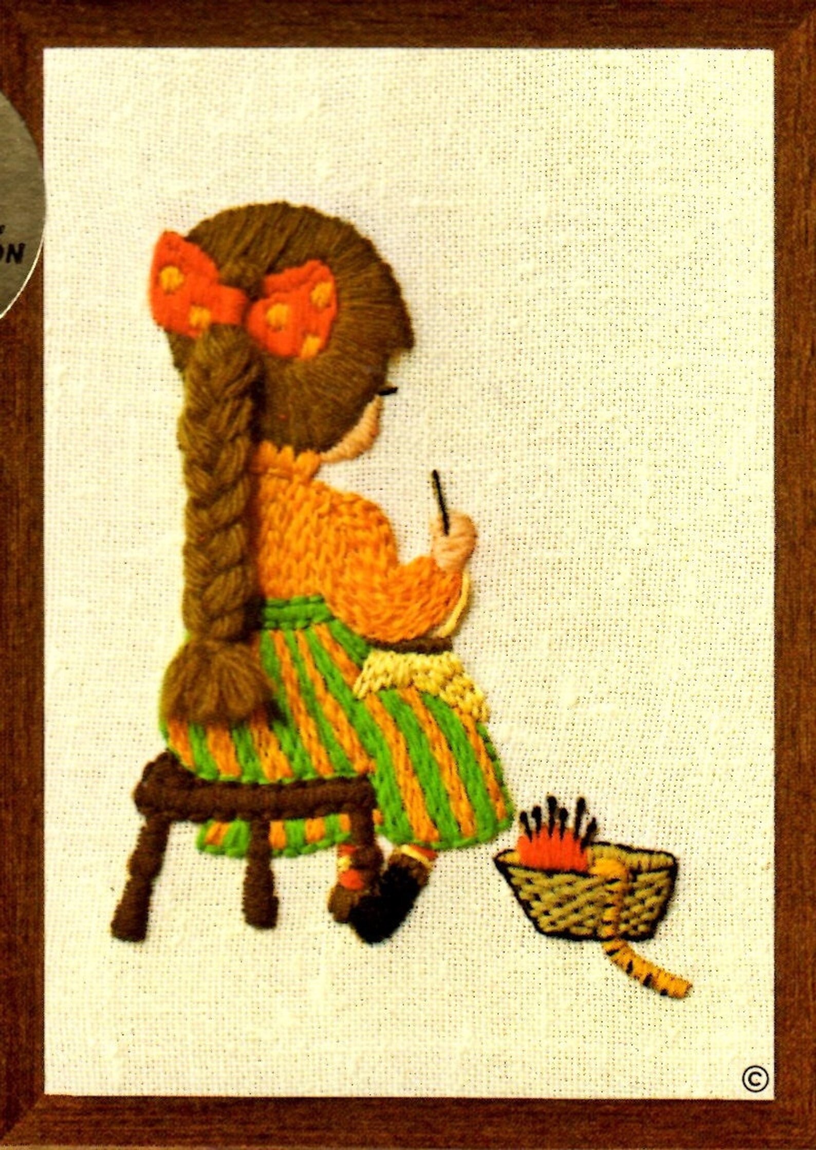 Vintage Crewel Embroidery Patterns Cute Kitsch Girls Old Fashioned ...