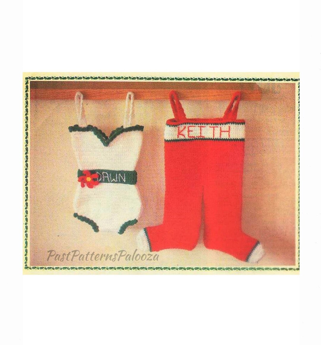 Vintage Crochet Pattern Funny His & Hers Christmas Stockings Girdle ...