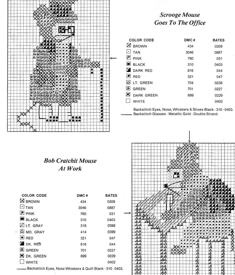 Vintage Cross Stitch Patterns 12 Dickens Christmas Mice Ornaments PDF ...