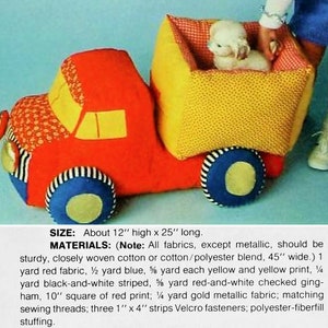 Vintage Sewing Pattern 25" Fabric Dump Truck Soft Sculpture Toy PDF ...