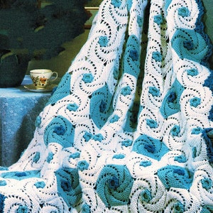 Vintage Crochet Pattern Ocean Waves Spirals Afghan PDF Instant Digital ...