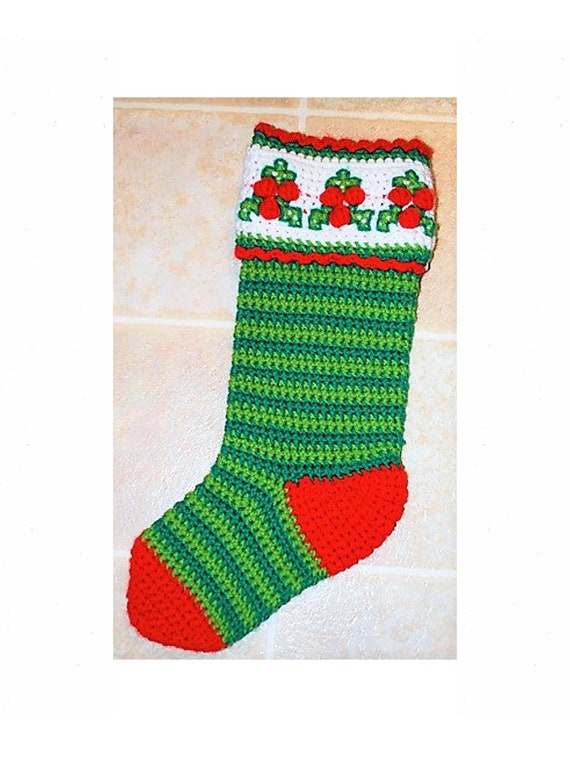 Vintage Crochet Pattern Holly Berries Christmas Stocking Tree - Etsy