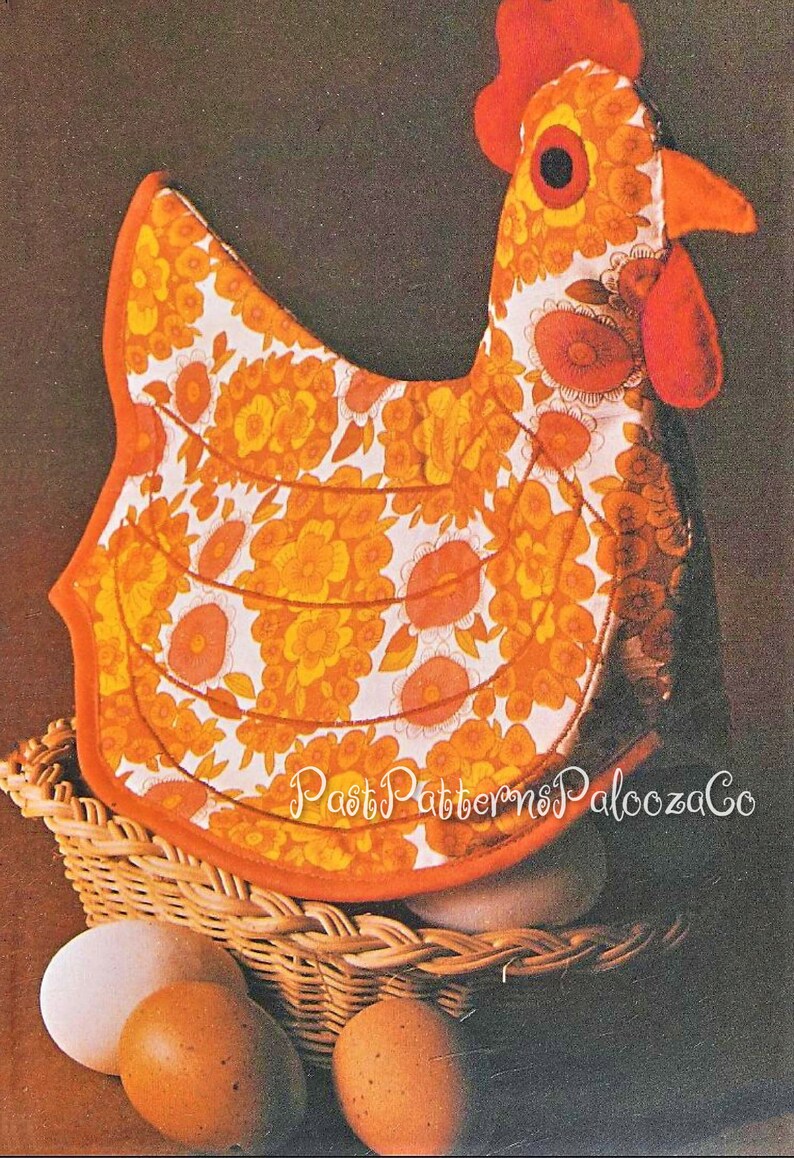 Vintage Sewing Pattern Egg Basket Hen Chicken Bun Bread Warmer Cover ...