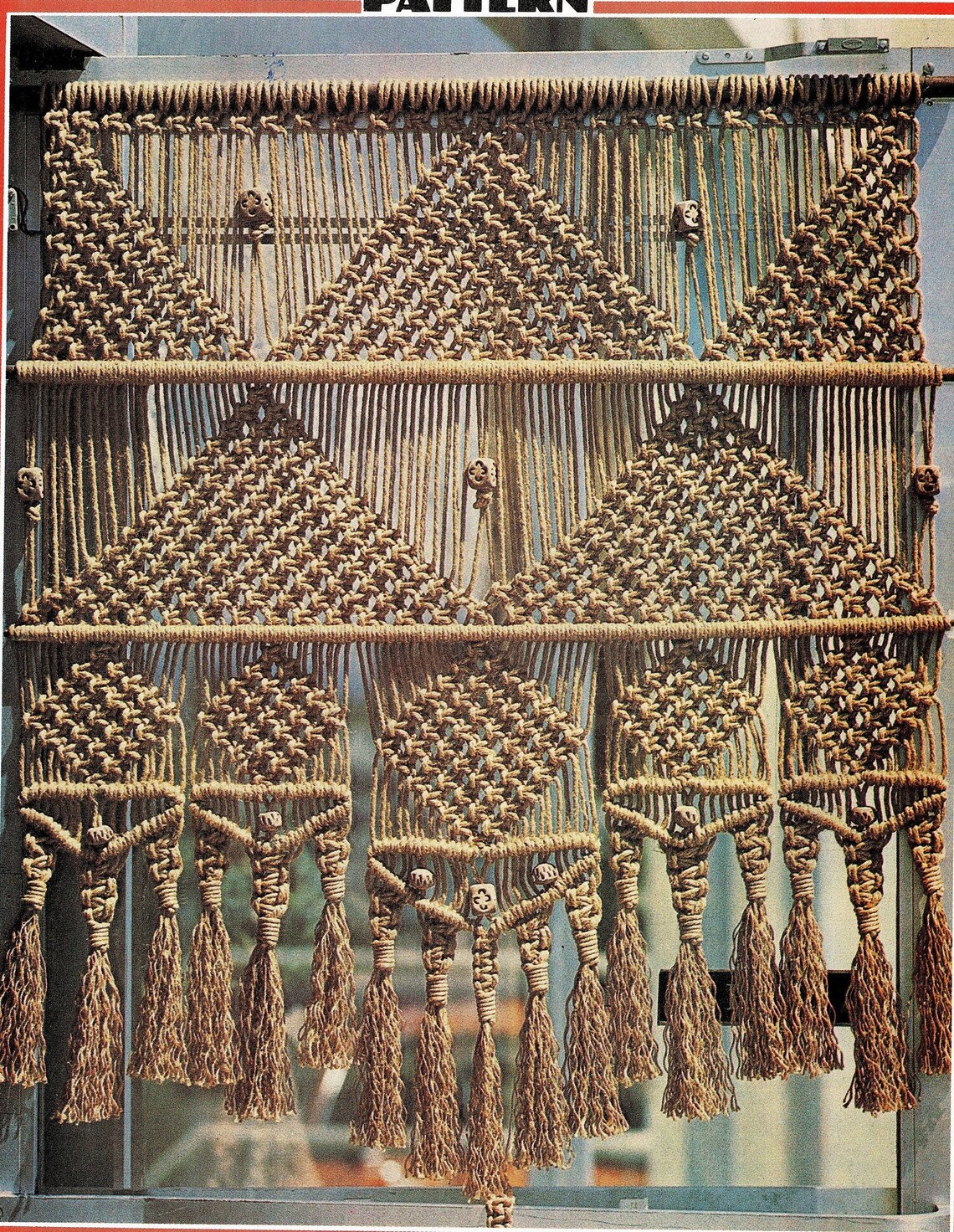 Vintage Macrame Pattern Jute Pyramid Curtain Panel Wall - Etsy