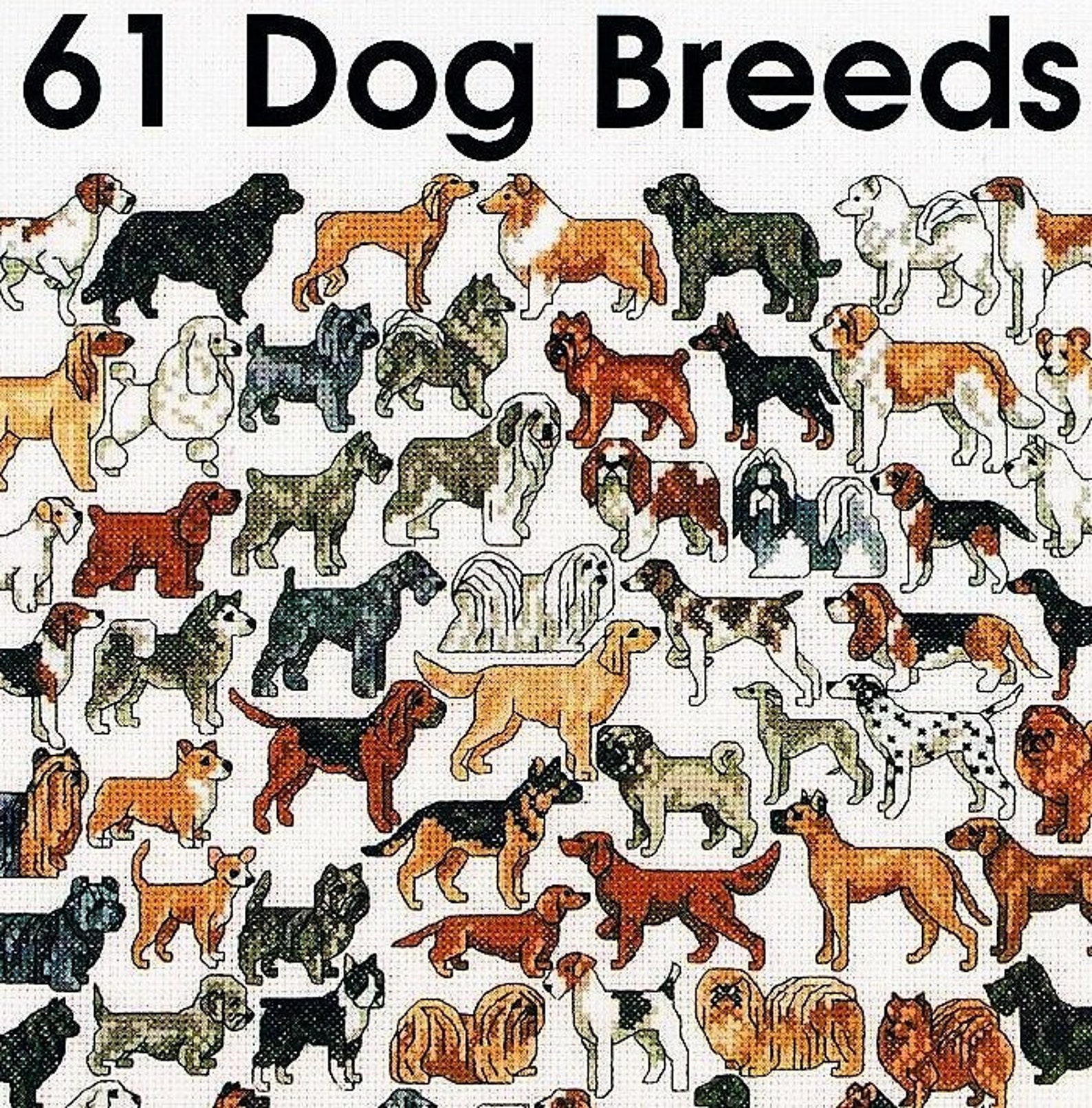 Vintage Cross Stitch Patterns Puppy Dog Breeds Motifs PDF Instant ...
