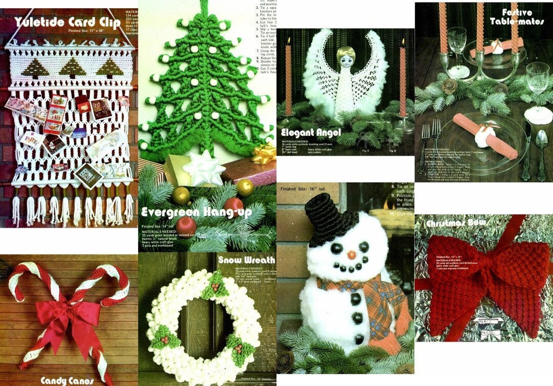 Vintage Christmas Macrame Patterns Deck the Halls Book PDF Instant Download 1970s Retro Boho ...