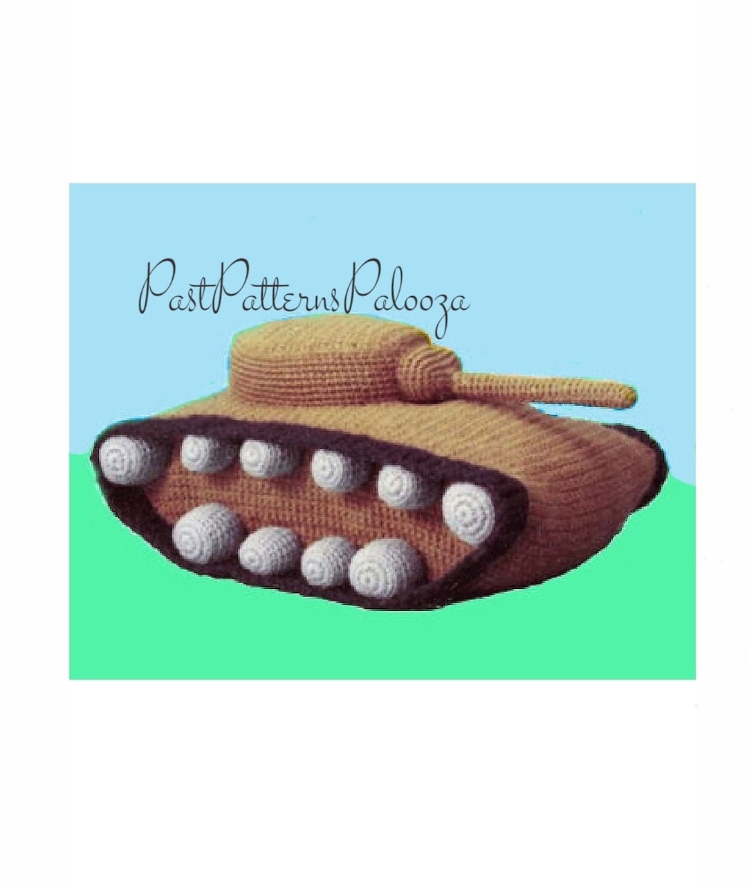 Vintage Crochet Pattern 24" Army Tank Soft Toy or Bed Decor Pillow PDF ...