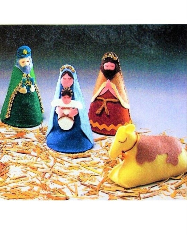 Vintage Christmas Sewing Pattern Felt Nativity Set 9 Figures - Etsy