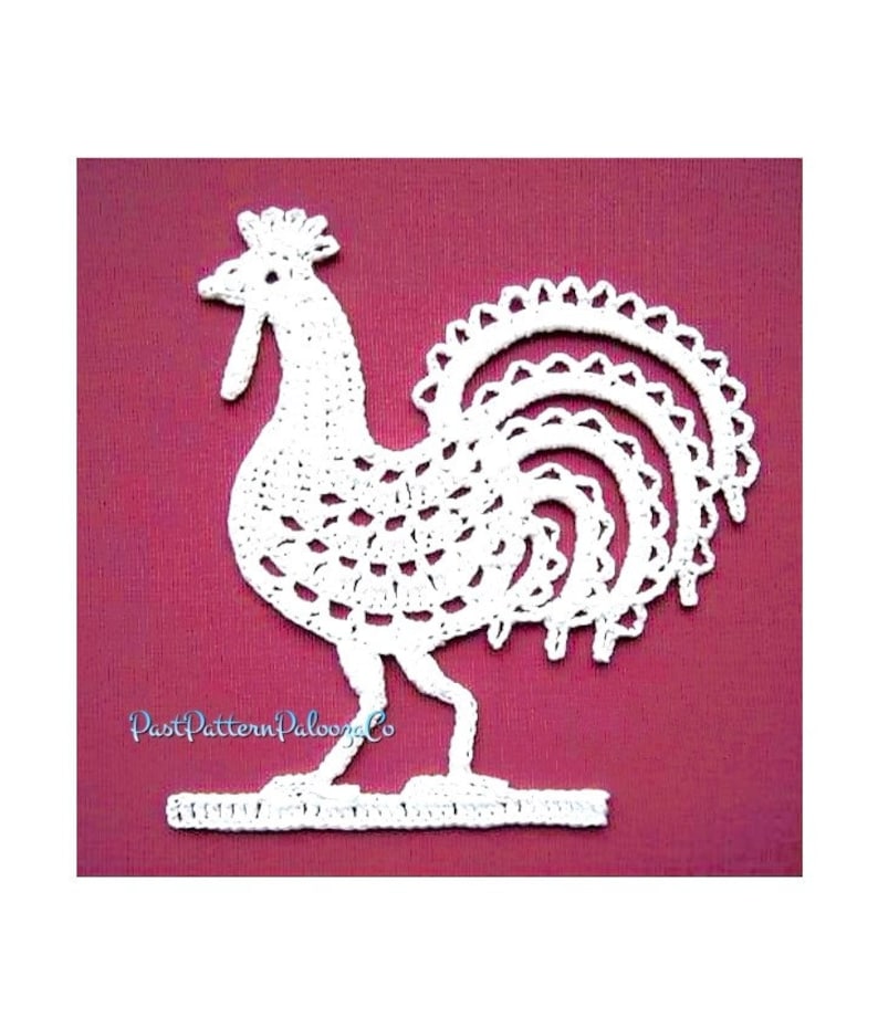Vintage Thread Crochet Pattern Mini 3" Rooster Chicken Applique Lacy ...