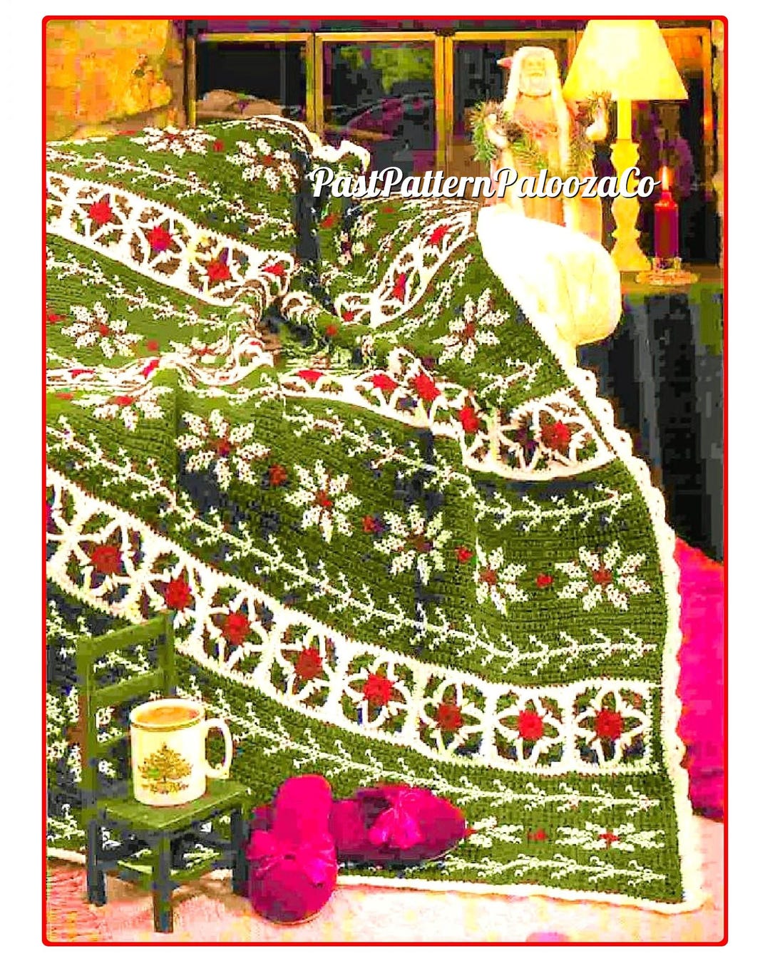 Vintage Crochet Pattern Granny Square Alpine Poinsettia Afghan PDF ...