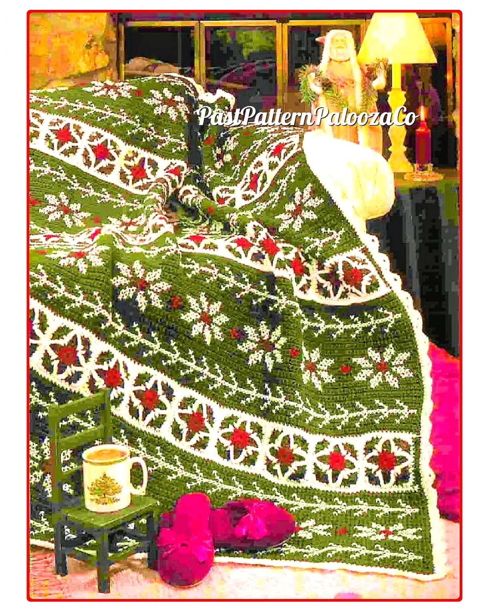 Vintage Crochet Pattern Granny Square Alpine Poinsettia Afghan PDF ...