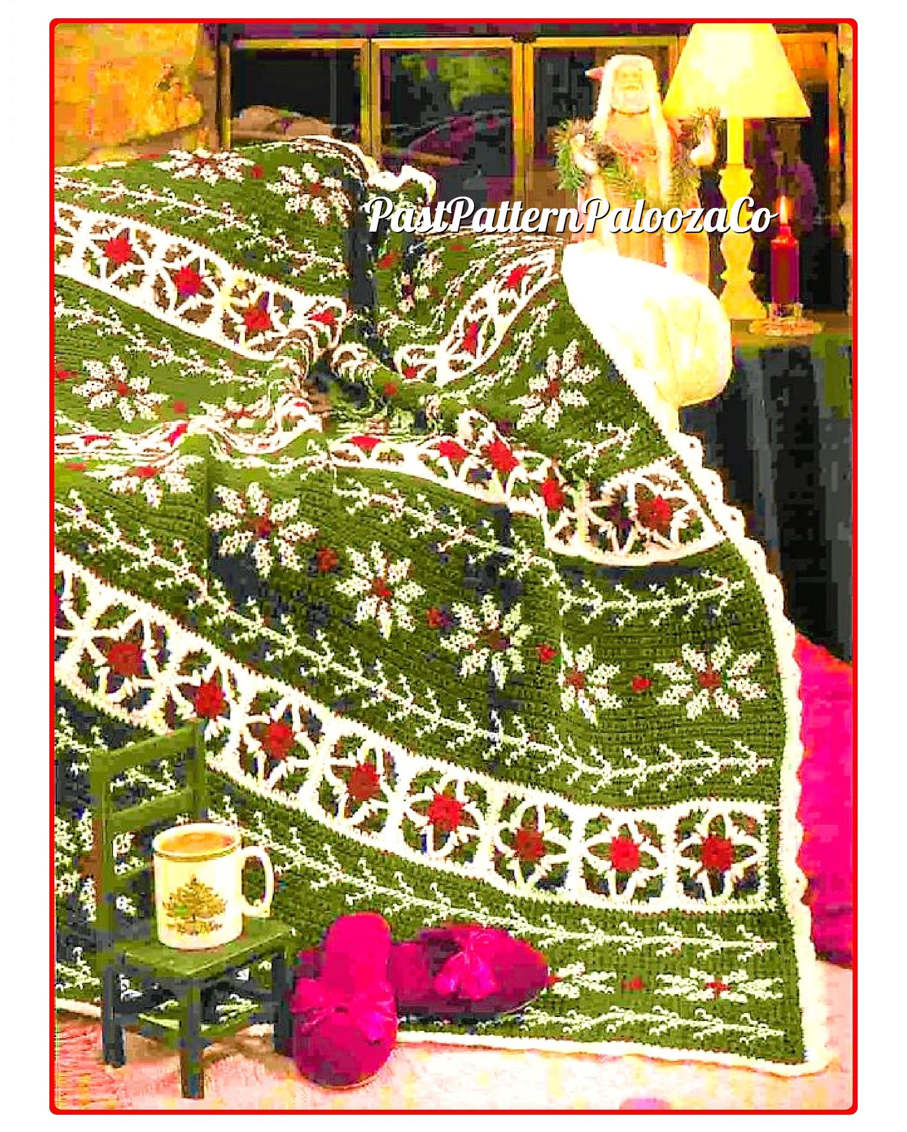 Vintage Crochet Pattern Granny Square Alpine Poinsettia Afghan PDF ...