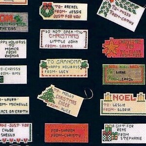 Vintage Cross Stitch Pattern Christmas Gift Tags Printable PDF Instant ...