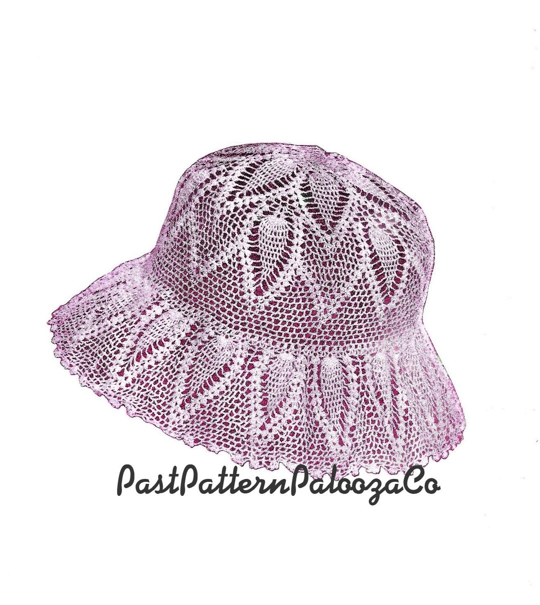 Vintage Crochet Pattern Womens Summer Pineapple Lace Bucket Hat C. 1923 ...