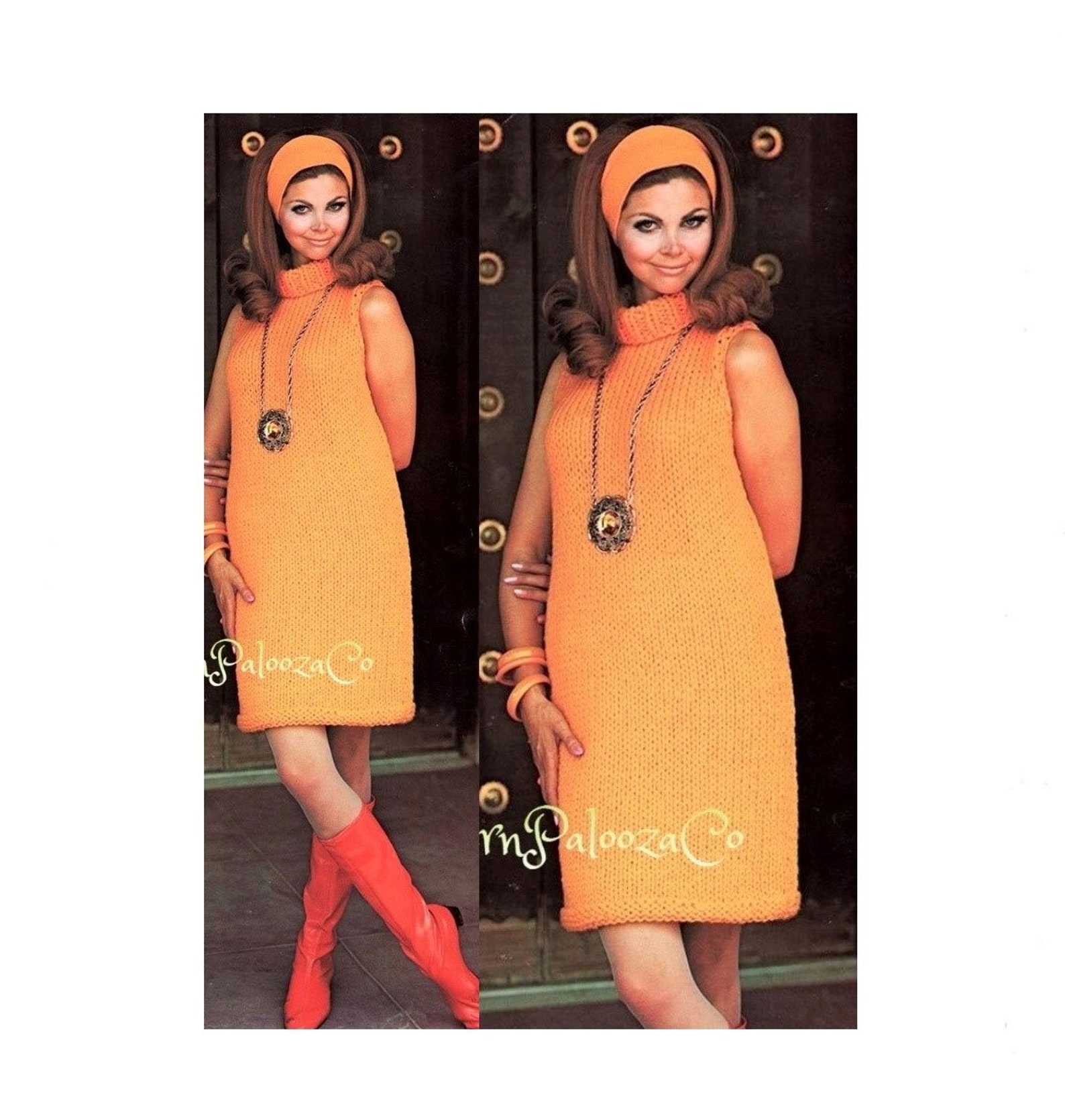 Vintage Knitting Pattern Womens Mod Go Go Mini Dress Retro 1960's PDF ...