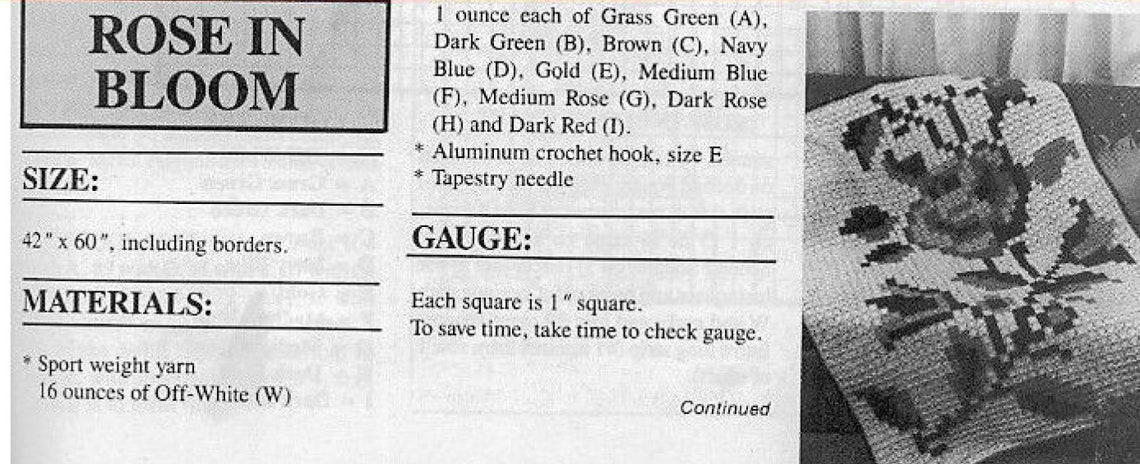 Vintage Crochet Pattern Mosaic Rose Picture Afghan Small Tiny - Etsy