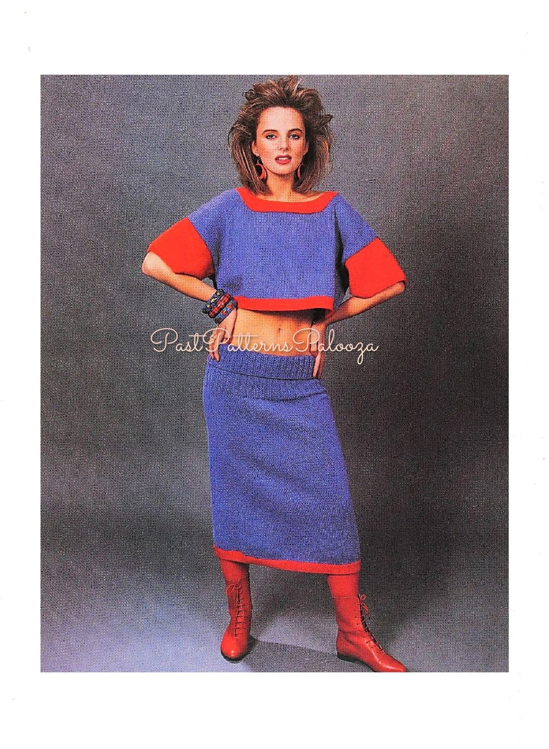 Vintage Knitting Pattern Womens Retro Midriff Top & Maxi Skirt Suit Set ...