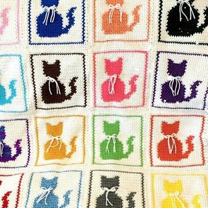 Vintage Crochet Pattern Cat Afghan PDF Instant Digital Download Ombre ...