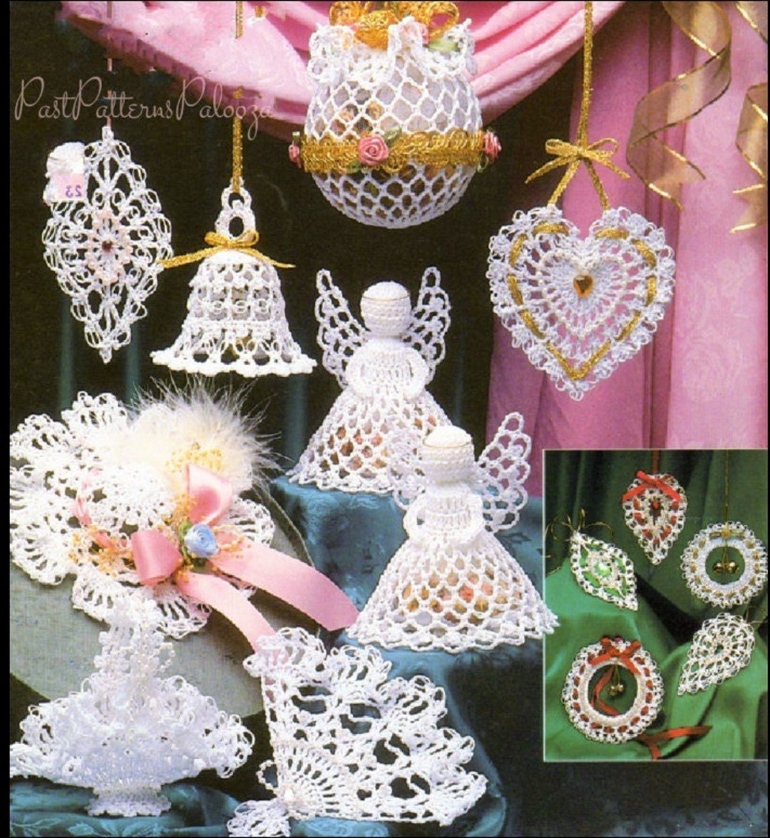 Vintage Crochet Patterns Victorian Ornaments Thread Lace Angels Hearts ...